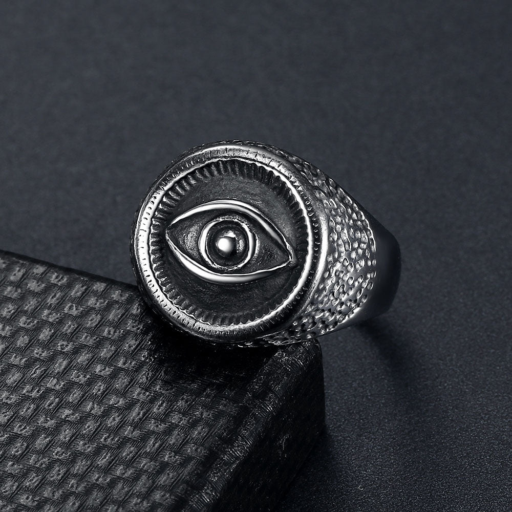 EVIL EYE SIGNET RING IN STAINLESS STEEL – SEVEN50