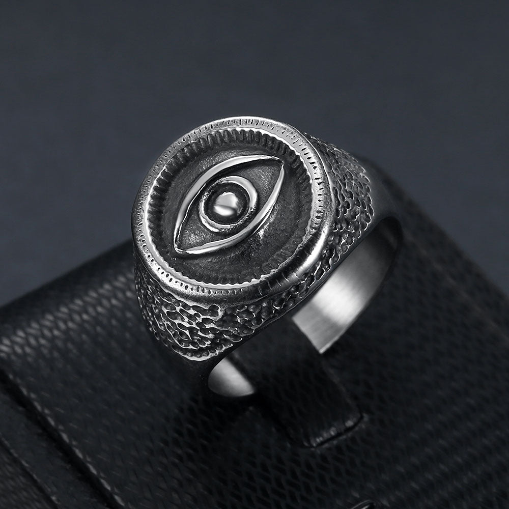 EVIL EYE SIGNET RING IN STAINLESS STEEL – SEVEN50