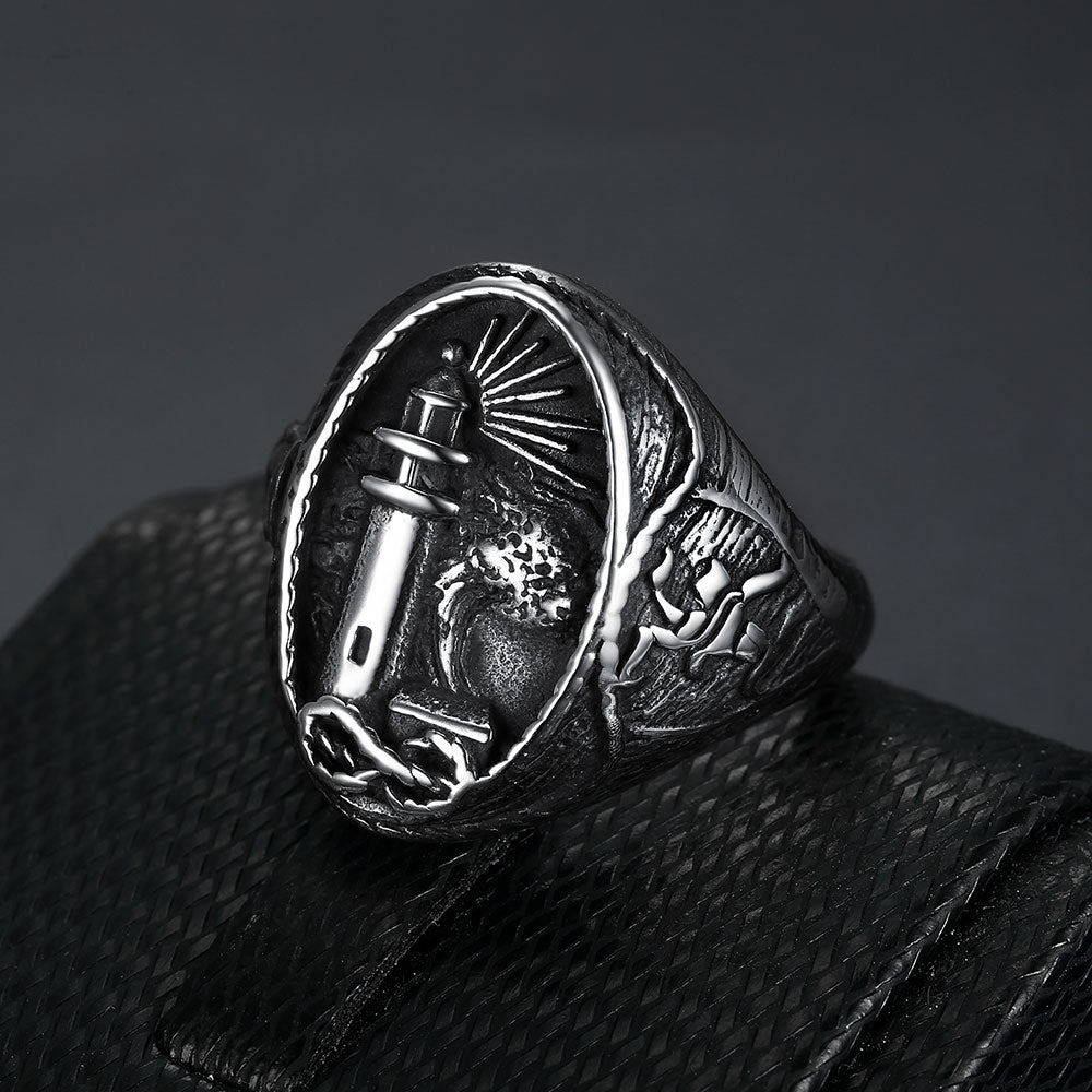 NAUTICAL OVAL LIGHTHOUSE SIGNET RING BY SEVEN50 – SEVEN50