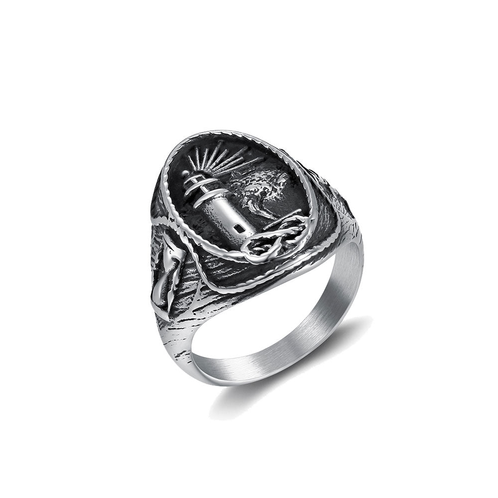 NAUTICAL OVAL LIGHTHOUSE SIGNET RING BY SEVEN50 – SEVEN50